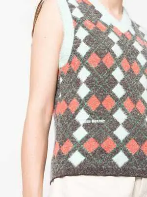 Adidas X Wales Bonner Argyle Knitted Vest - Green