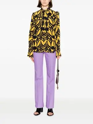 La DoubleJ Ascot Floral-pattern Shirt - Yellow