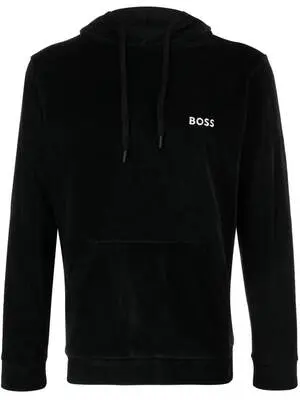 BOSS Logo-embroidered Velvet Hoodie