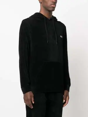 BOSS Logo-embroidered Velvet Hoodie