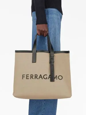 FERRAGAMO Logo-embossed Tote - Neutrals