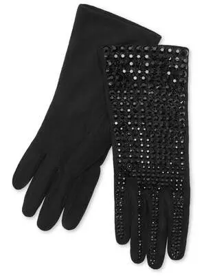 Philipp Plein Crystal-embellished Gloves - Black