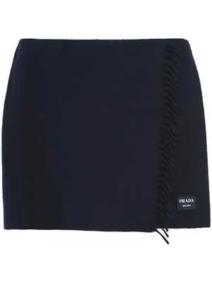 Prada Wraparound Cashmere Miniskirt - Blue