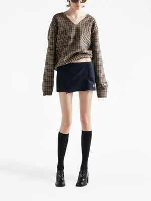 Prada Wraparound Cashmere Miniskirt - Blue