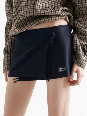 Prada Wraparound Cashmere Miniskirt - Blue