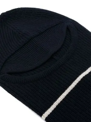 Plan C Two-tone Striped Ribbed-knit Balaclava