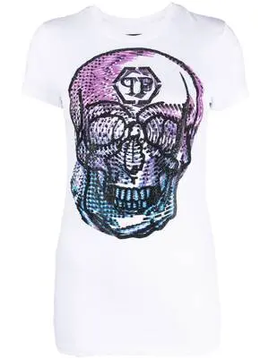 Philipp Plein Crystal-embellished Skull T-shirt - White