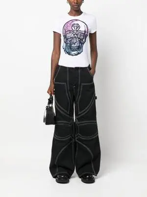 Philipp Plein Crystal-embellished Skull T-shirt - White