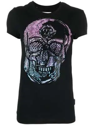 Philipp Plein Crystal-embellished Skull T-shirt - Black