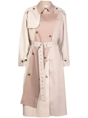 Rokh Asymmetric Colour-Block Trench Coat - Pink | Editorialist