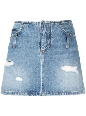 Dolce & Gabbana Distressed Denim Miniskirt