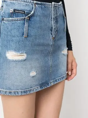 Dolce & Gabbana Distressed Denim Miniskirt
