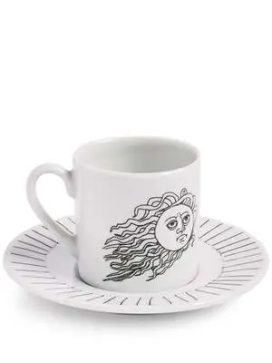 FORNASETTI Solitario Porcelain Coffee Cup - White