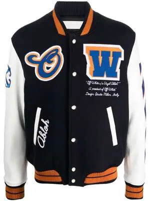 Off-White Varsity Patch Bomber Jacket - Black