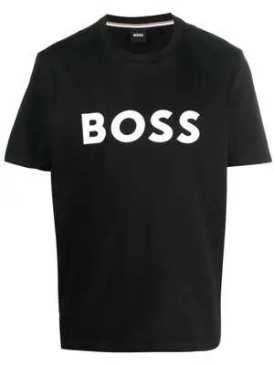BOSS Logo-print Cotton T-shirt - Black