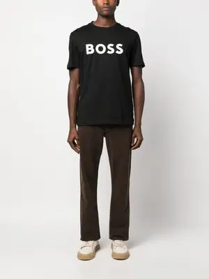 BOSS Logo-print Cotton T-shirt - Black