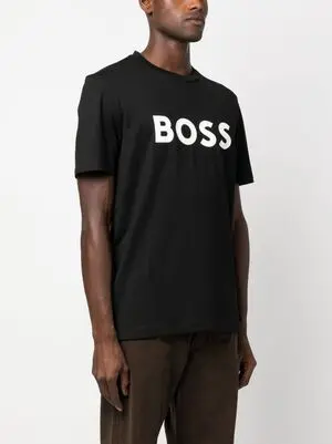 BOSS Logo-print Cotton T-shirt - Black