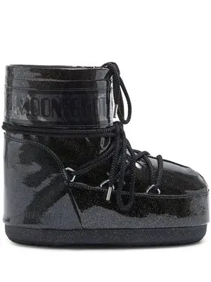 Moon Boot Icon Low Glitter Boots - Black
