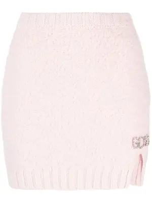Gcds Hairy Logo-plaque Miniskirt - Pink