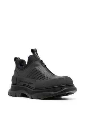 Alexander Mcqueen Zip-Up Leather Sneakers In Black - 58% Off