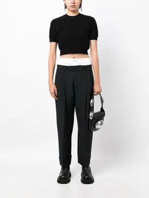 Alexander Wang Logo-embossed Cropped Knitted Top