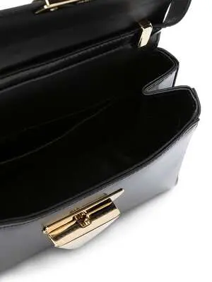 Prada Leather Shoulder Bag With Triangle Logo - Black