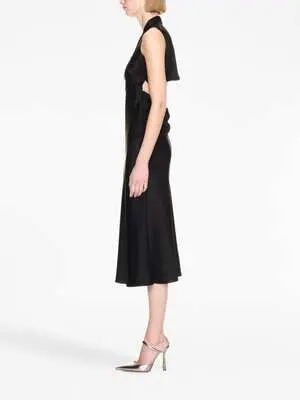 Off-White Buckle-detail Satin Midi Dress - Black