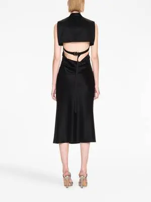 Off-White Buckle-detail Satin Midi Dress - Black