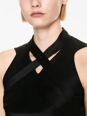 Off-White Buckle-detail Satin Midi Dress - Black