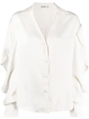 Simkhai V-neck Draped-sleeve Shirt - Neutrals