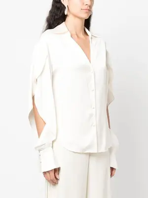 Simkhai V-neck Draped-sleeve Shirt