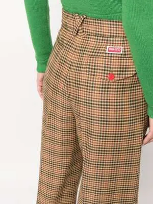 Kenzo Checked Wide-leg Trousers