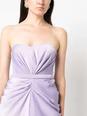 ANA RADU Ruched Strapless Gown - Purple