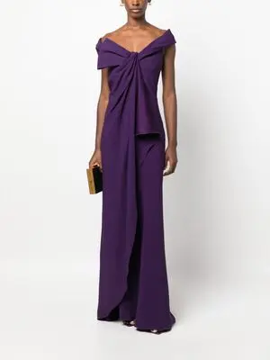 Alberta Ferretti Off-shoulder Gathered Gown