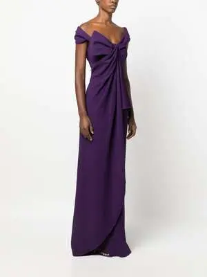 Alberta Ferretti Off-shoulder Gathered Gown