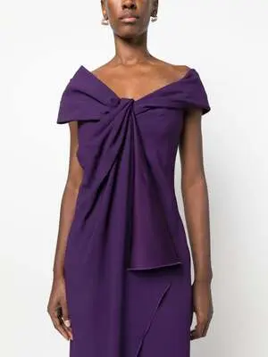Alberta Ferretti Off-shoulder Gathered Gown