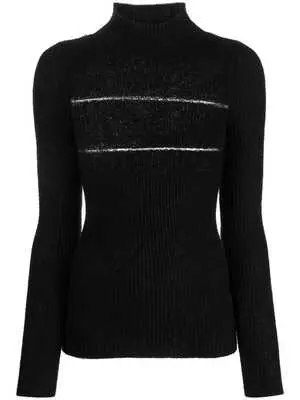 MSGM Mock-neck Knitted Top - Black