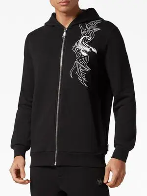 Philipp Plein Scorpion Graphic Zip-up Hoodie