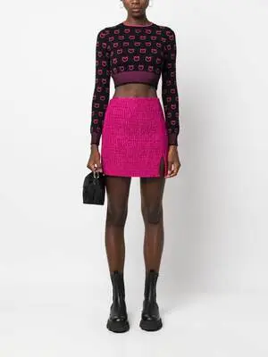Pinko Intarsia-knit Cropped Jumper