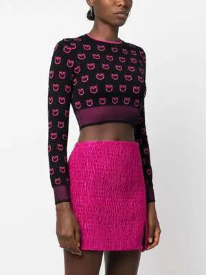 Pinko Intarsia-knit Cropped Jumper