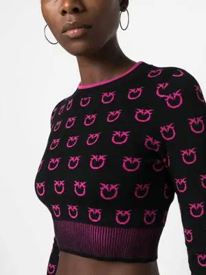 Pinko Intarsia-knit Cropped Jumper
