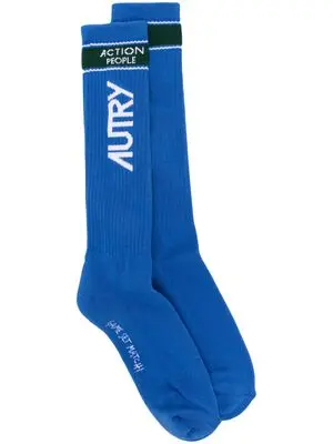 AUTRY Logo Ribbed Socks - Blue