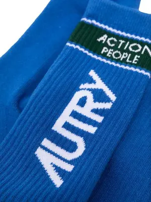 AUTRY Logo Ribbed Socks - Blue