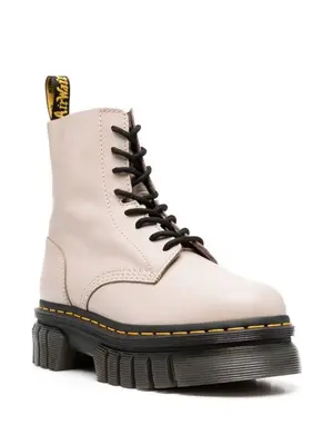 Dr. Martens Audrick 8-eye Lux Leather Ankle Boots - Neutrals