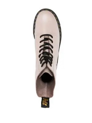 Dr. Martens Audrick 8-eye Lux Leather Ankle Boots - Neutrals