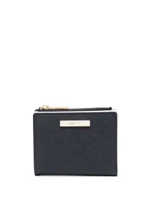 AGNES B. Bi-fold Leather Wallet - Blue