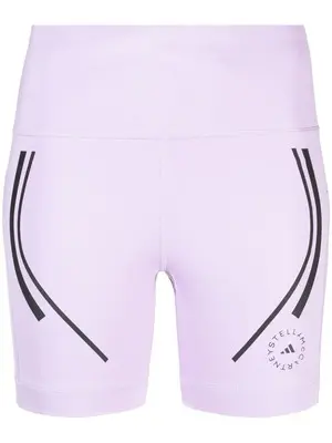 Adidas By Stella McCartney Truepace Stripe-detail Cycling Shorts - Purple