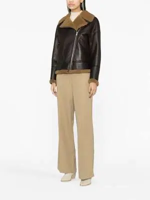 YVES SALOMON Zip-up Shearling Jacket - Brown