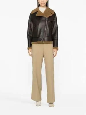 YVES SALOMON Zip-up Shearling Jacket - Brown