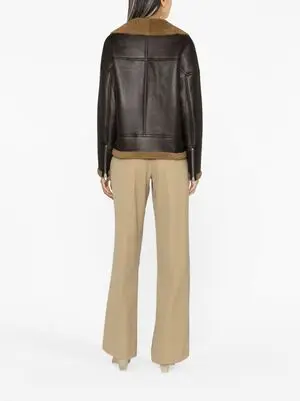 YVES SALOMON Zip-up Shearling Jacket - Brown